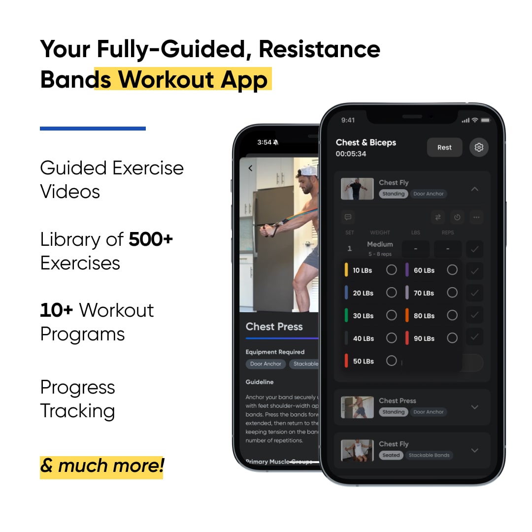 Stackable Resistance Band Set for Full-Body Workouts, Strength Training ...